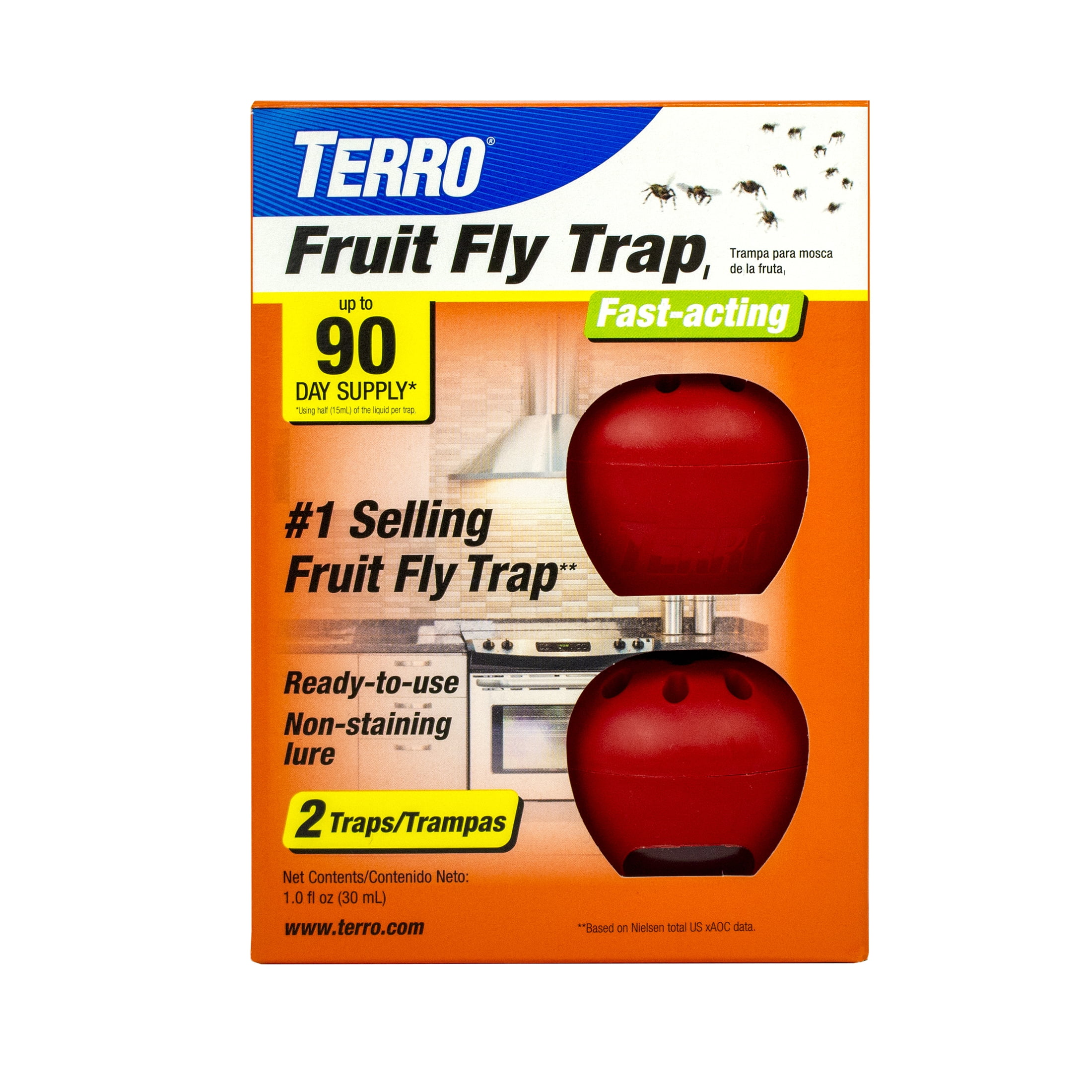 TERRO Indoor & Outdoor Fruit Fly Traps - 2 Pack with Liquid Attractant ...