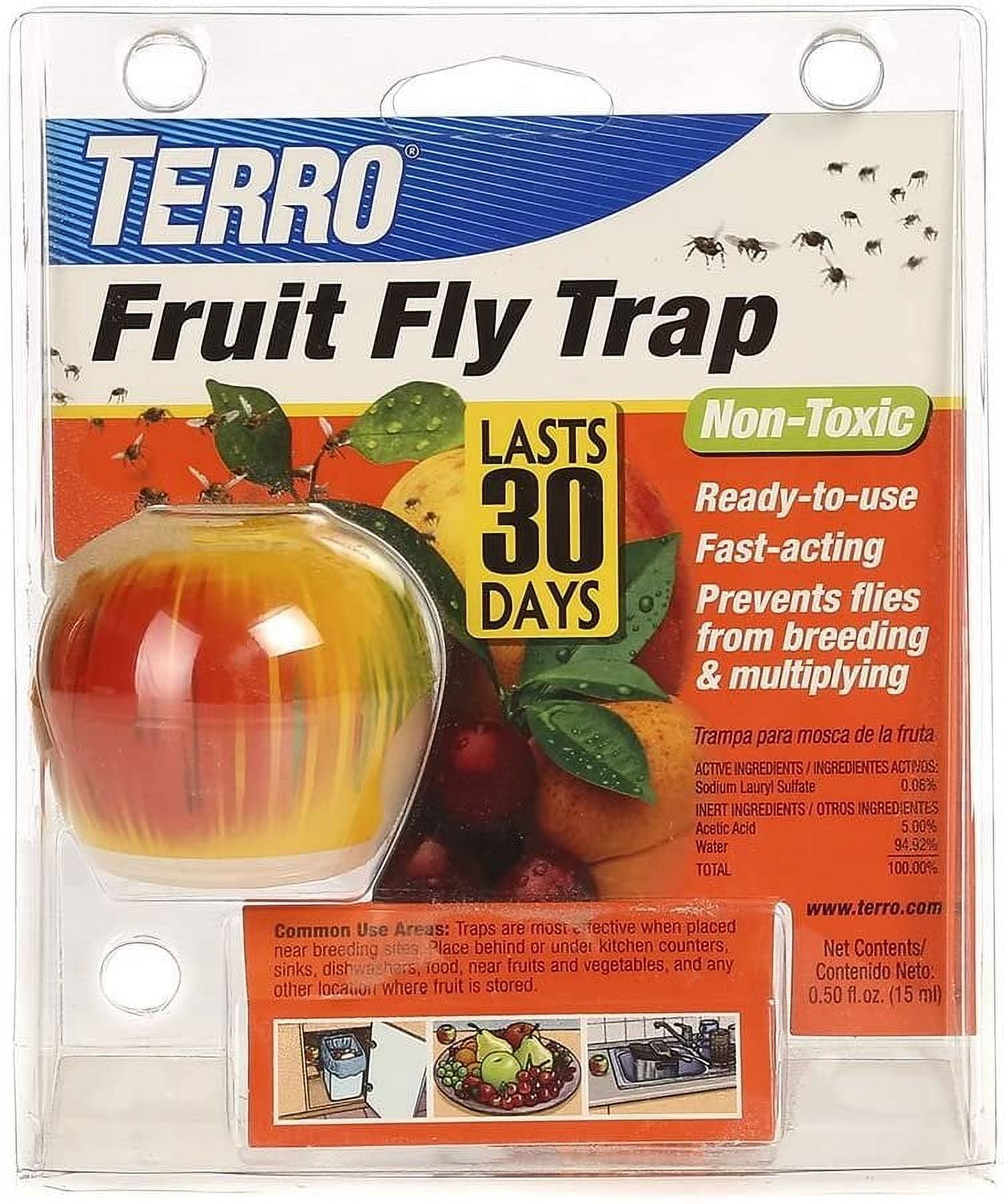 TERRO Indoor Fruit Fly Sticky Trap & Bait, 2 Count - Walmart.com