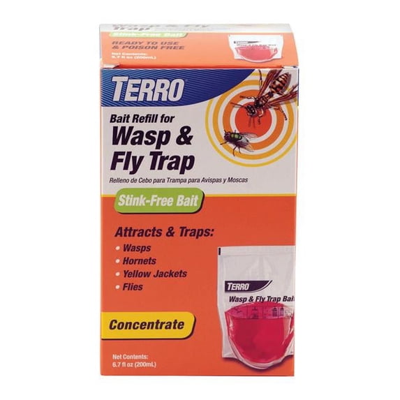 TERRO Indoor and Outdoor Wasp and Fly Bait Refill, Non-Poisonous, 6.7 ...