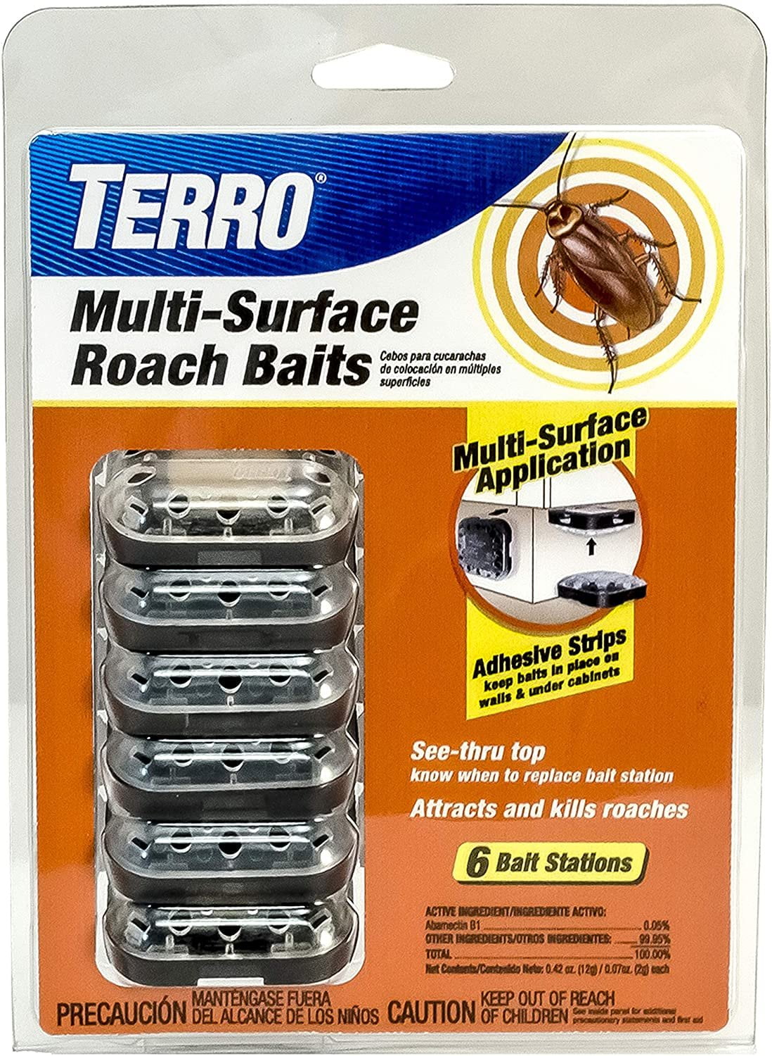 TERRO Indoor Cockroach Killer Traps, Multi-Surface Roach Baits Station ...