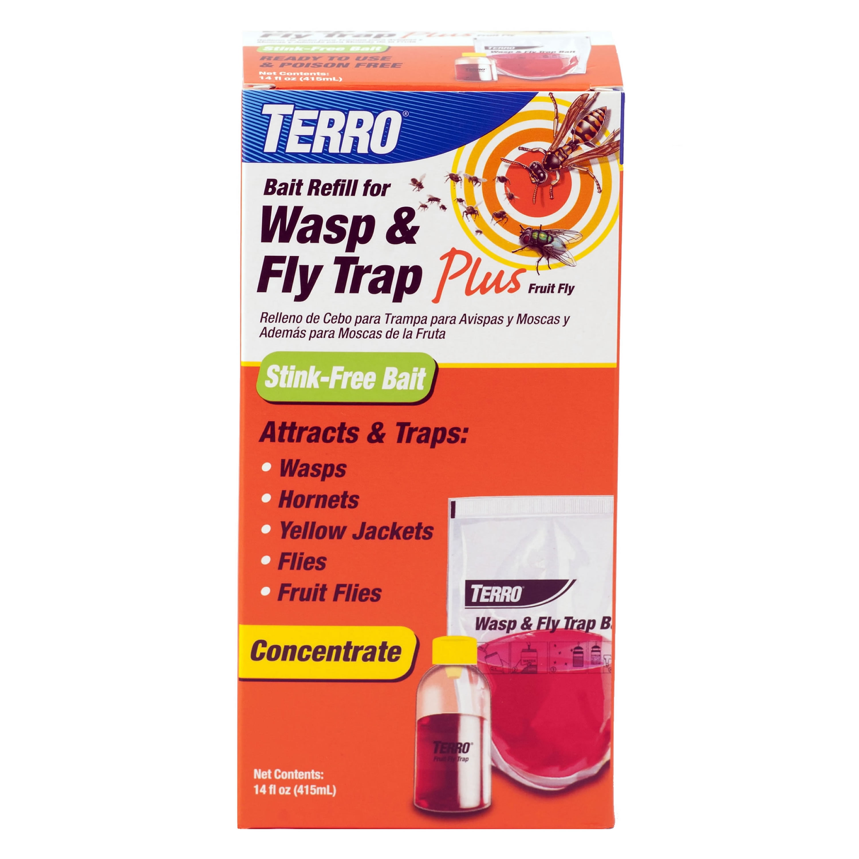 TERRO Wasp & Fly Trap Plus Fruit Fly – 1 Refill - Walmart.com
