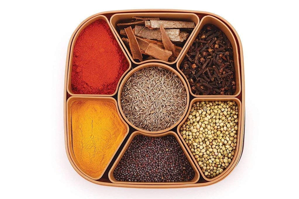 TERXA Masala Box With Spoon Curry Powder Container Set Spice Organizers ...