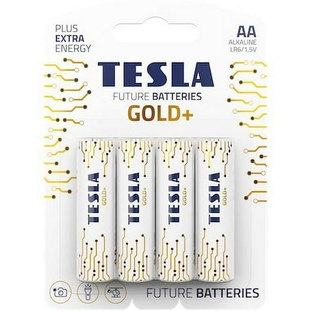 TESLA BATTERIES GOLD+ AA Maximum Power Alkaline Batteries, 10+ Year ...