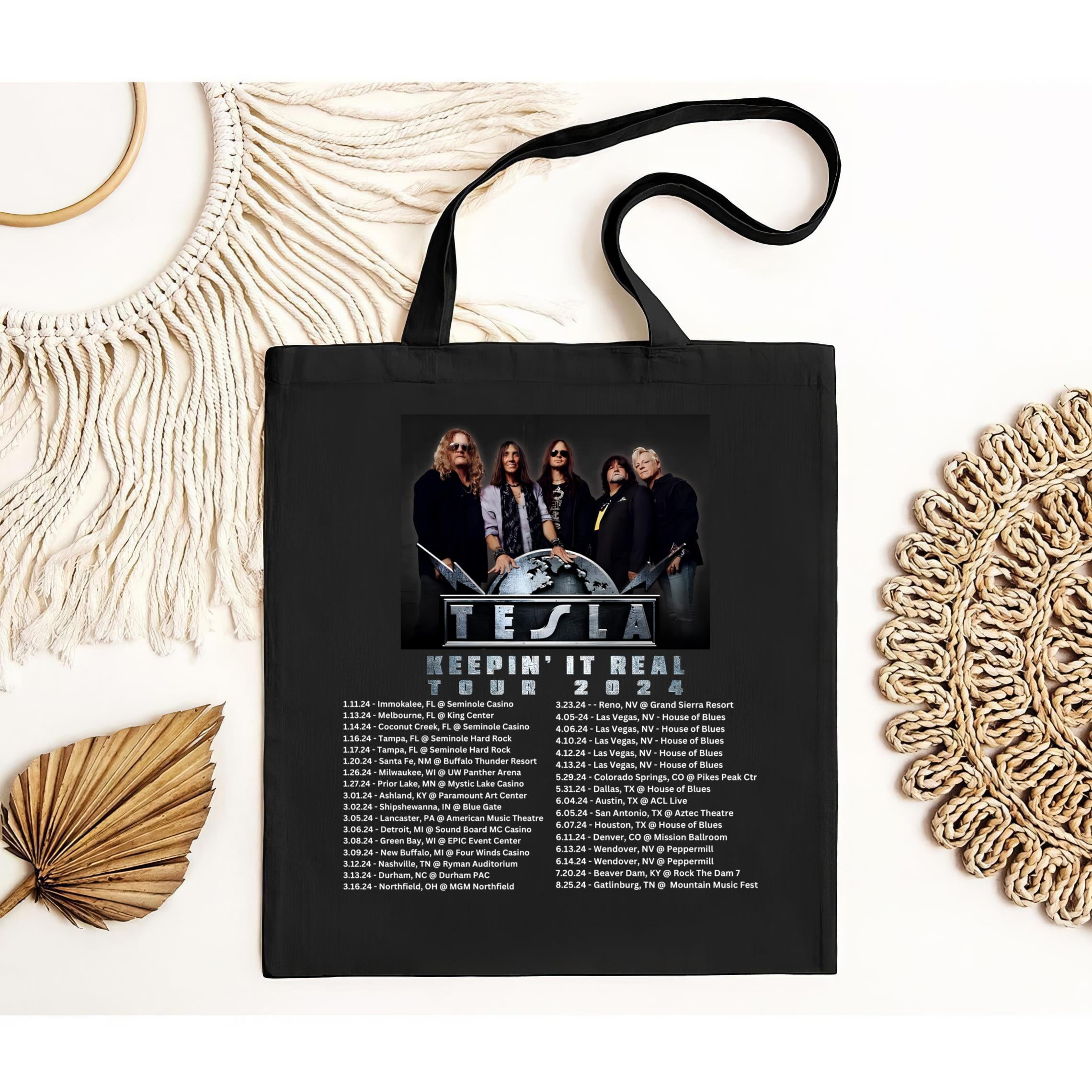 TESLA Band Keepin' It Real U.S. Tour 2024 Tote Bag, Tesla Band Fan Bag ...