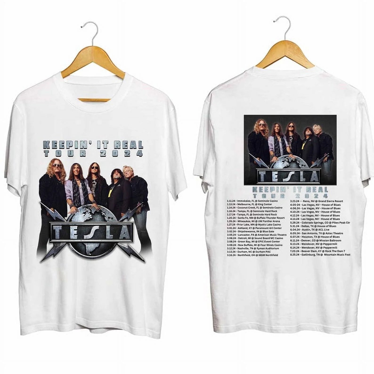 TESLA Band Keepin It Real US Tour 2024 Shirt Tesla Band Fan Shirt Tesla ...