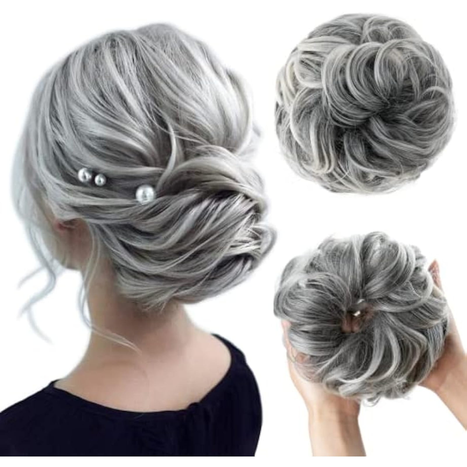 TESOON Ponytail Extension, Human Hair Toppers for Women, Curly Chignon ...