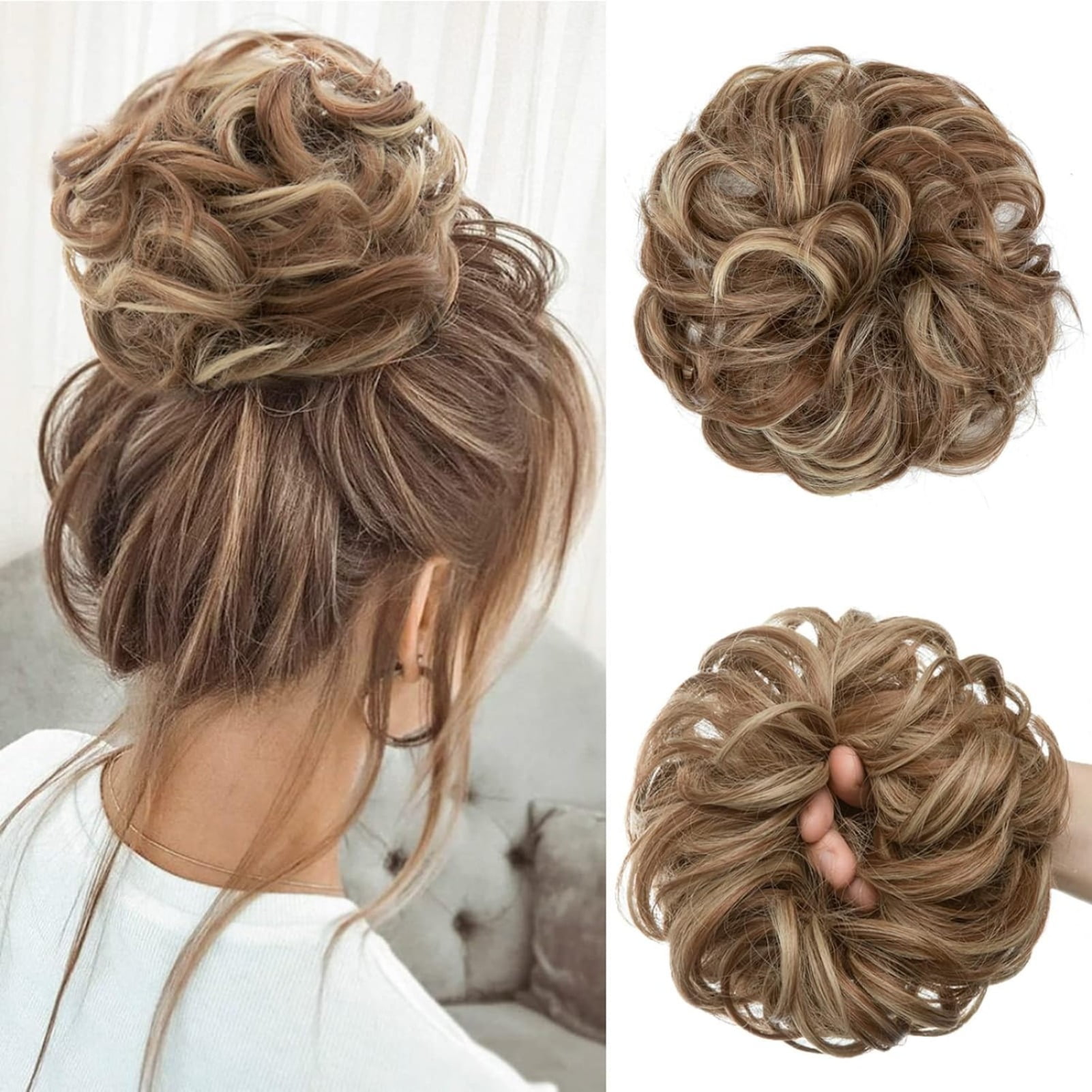 TESOON Ponytail Extension, Human Hair Toppers for Thinning Hair, Curly ...