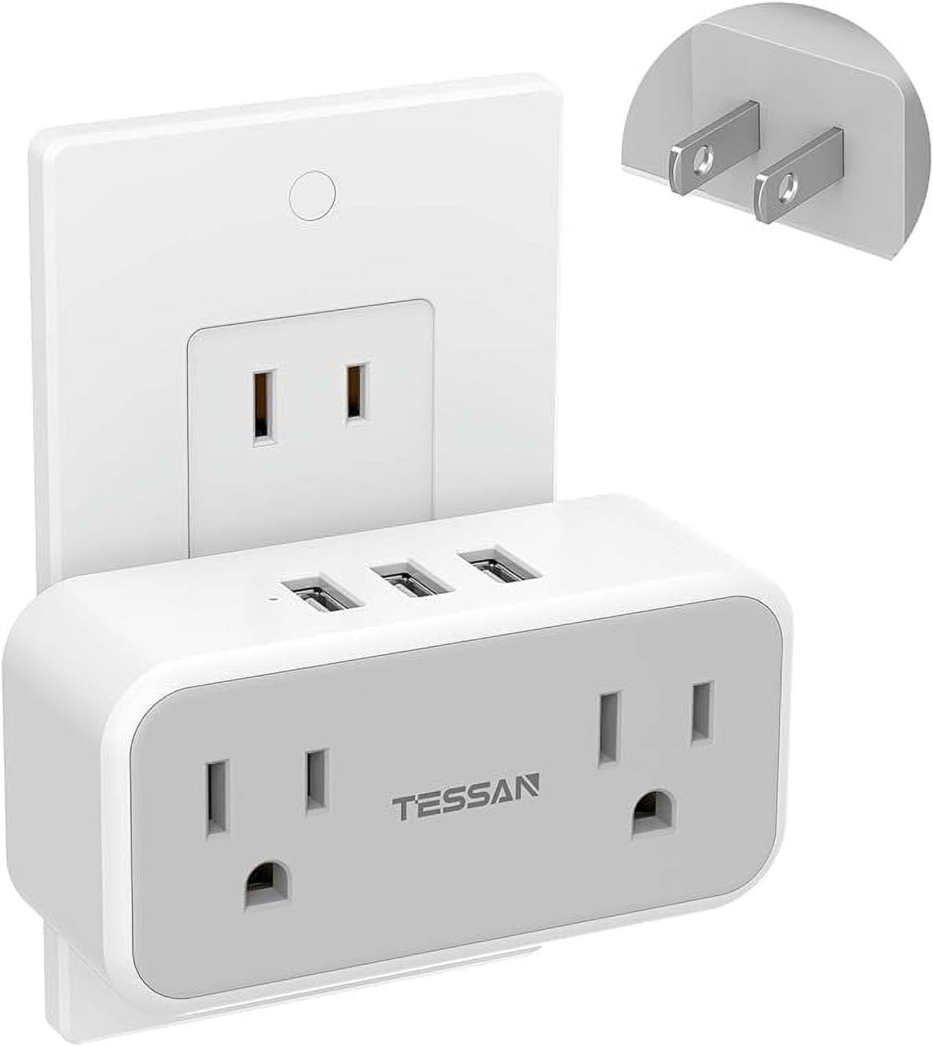 TESSAN 2 Prong to 3 Prong Outlet Adapter, US to Japan Plug Adapter with ...