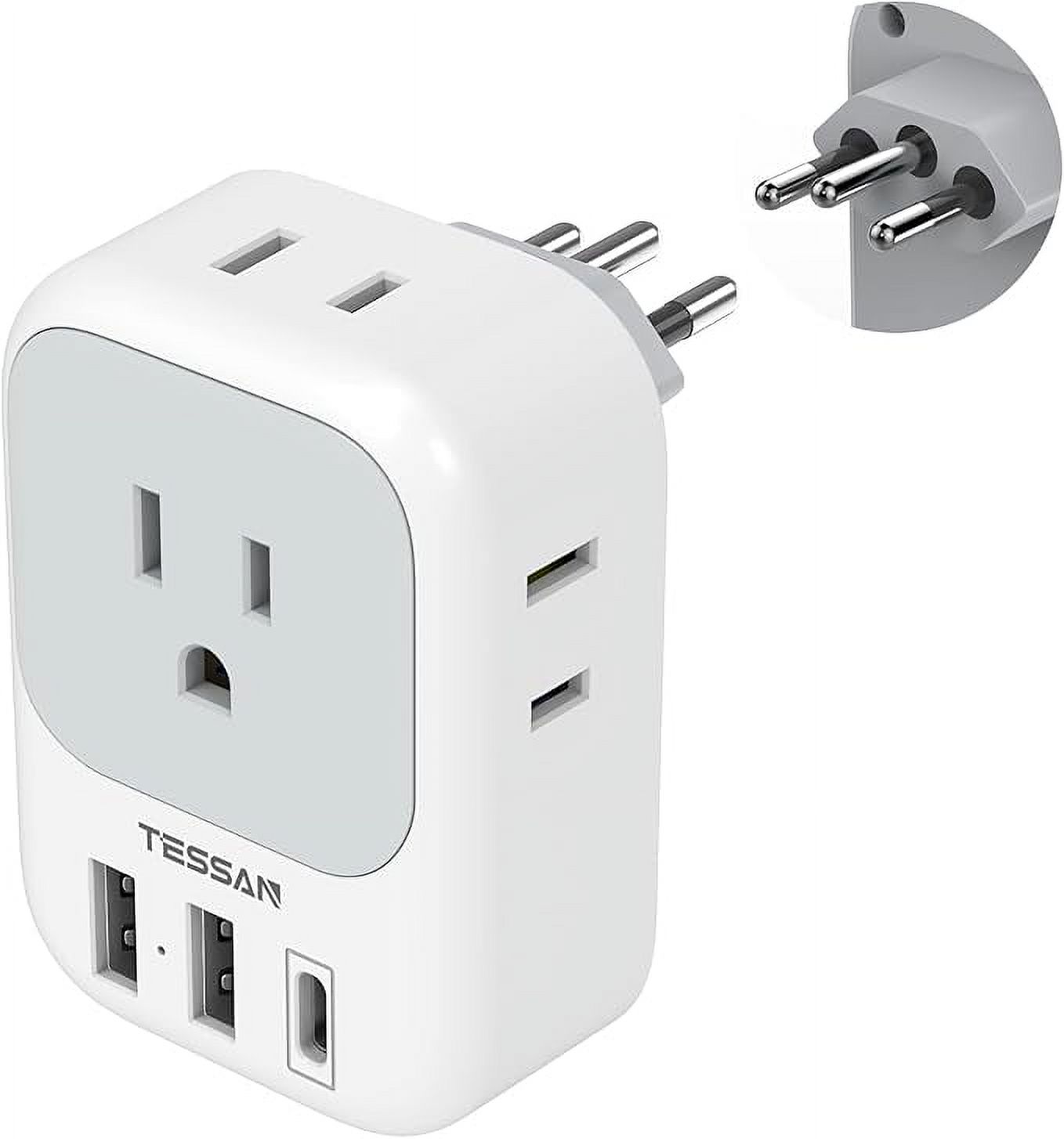 TESSAN Brazil Power Adapter, US to Brazil Travel Plug with 4 American ...