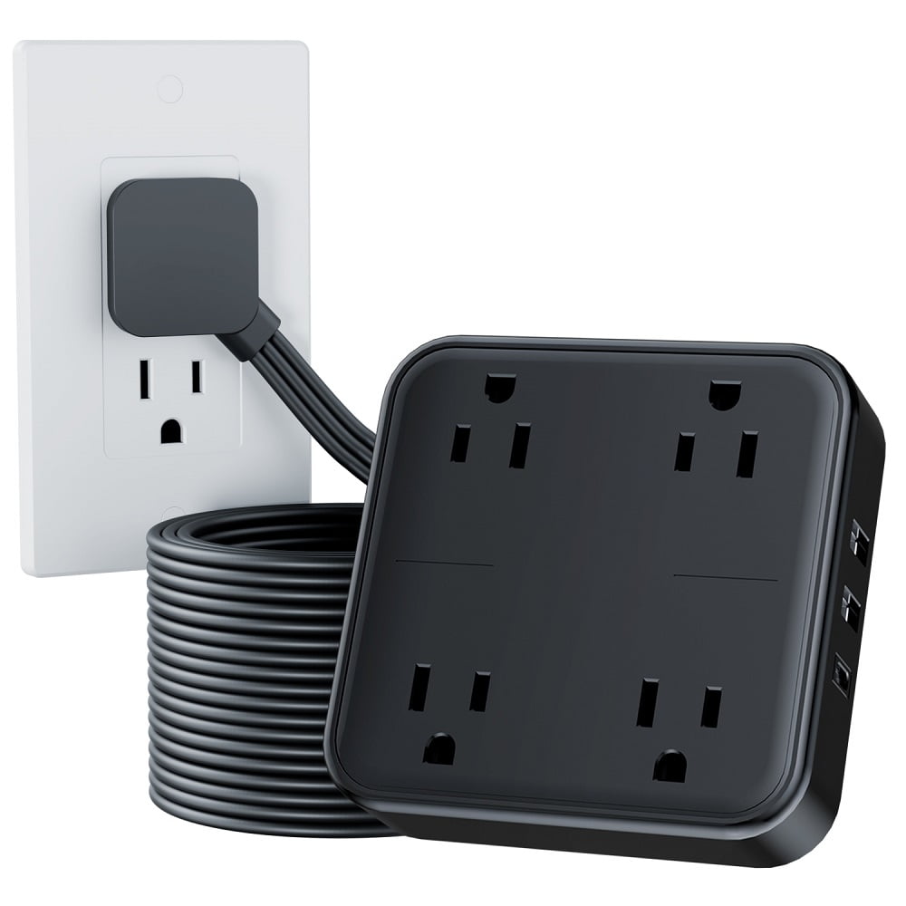 Surge Protector Flat Extension Cord 10Ft Ultra Thin Flat Power Strip,4 ...