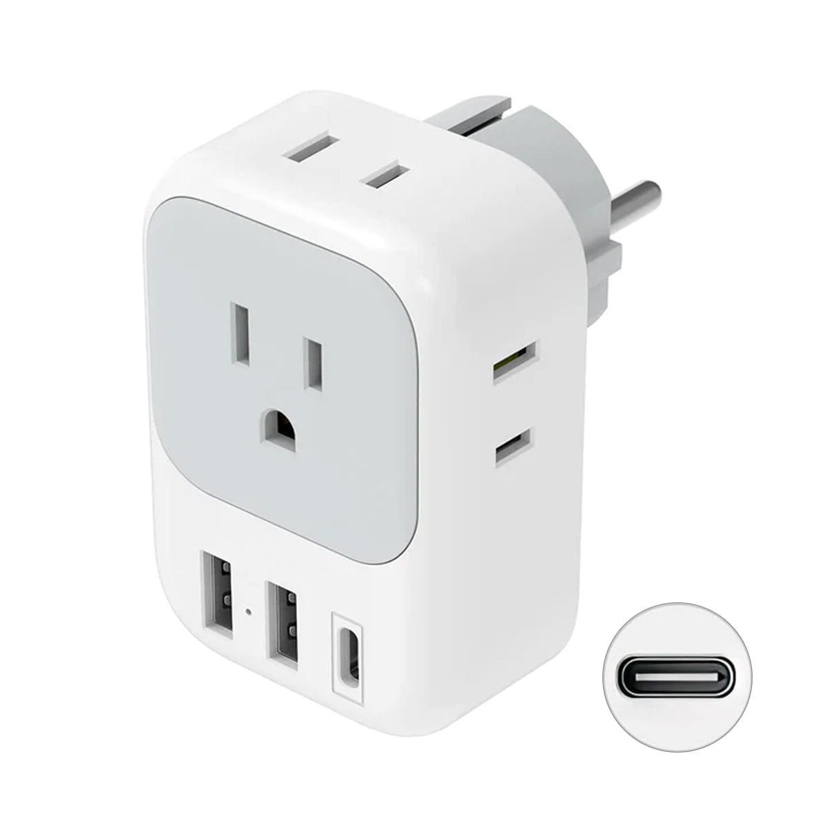 TESSAN Multi Adapter Plug with USB A & C Charging for US to EU, Spain ...