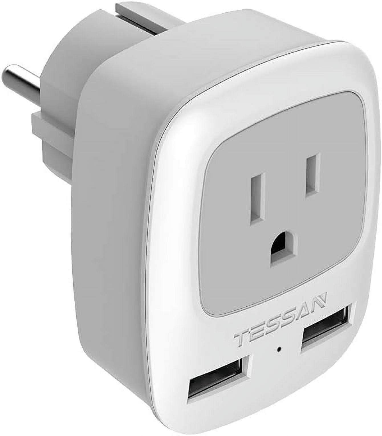 TESSAN Germany France Travel Power Adapter, Schuko European Plug with 2 ...