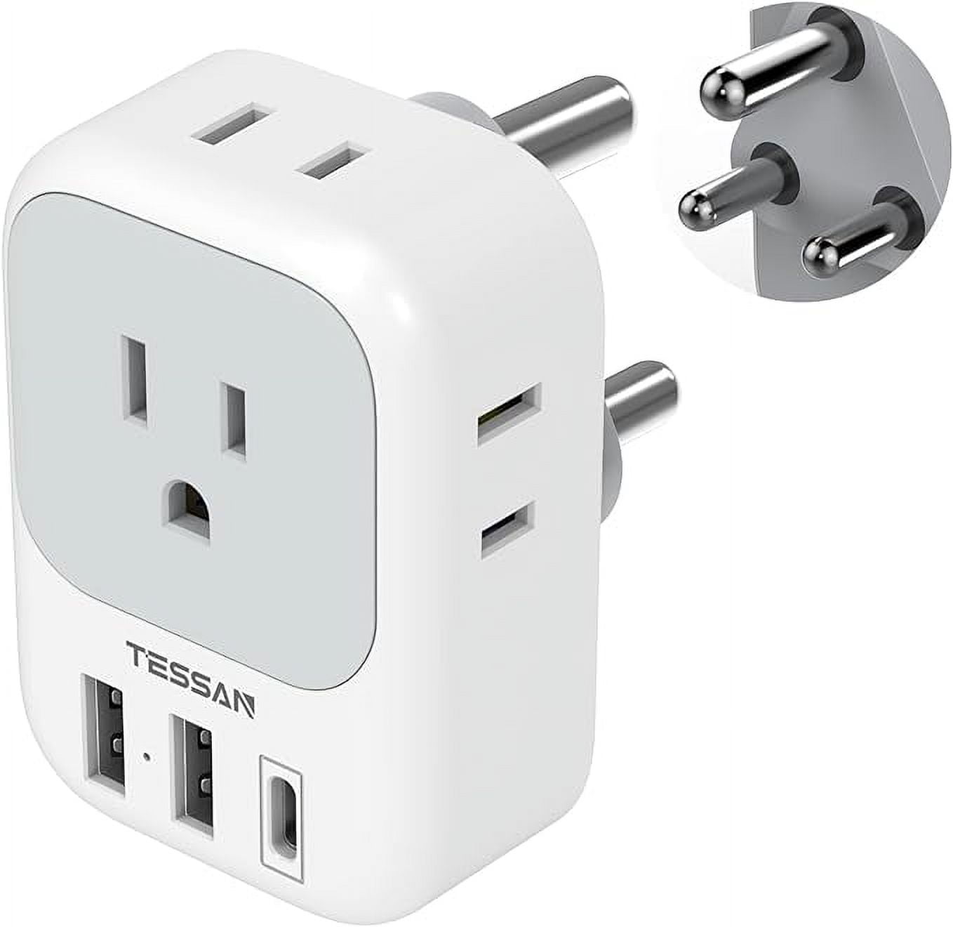 TESSAN South Africa Power Adapter, Type M Plug Adaptor with 4 American ...