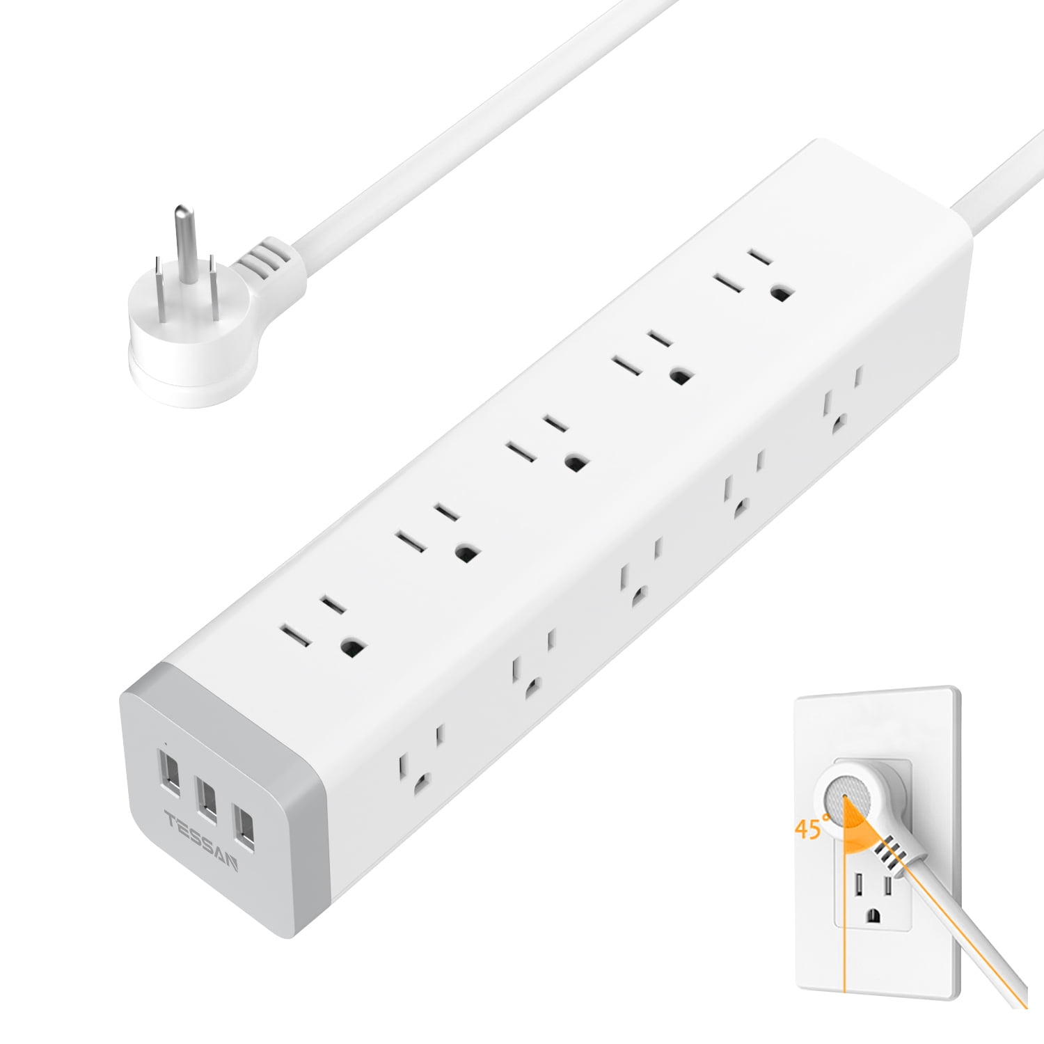 TESSAN Surge Protector Power Strip with USB,15 Outlets and 3 USB Ports ...
