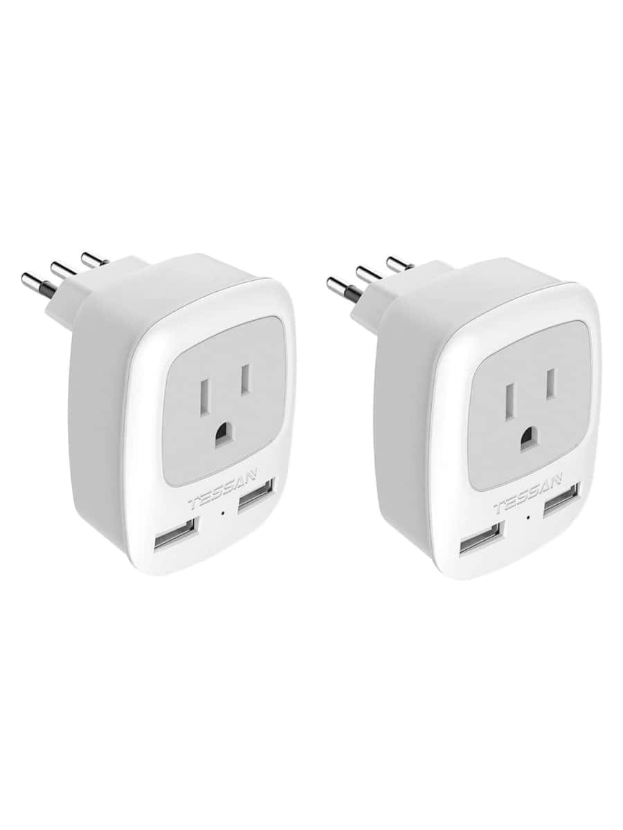 TESSAN TESSAN Italy Travel Power Adapter, Grounded Plug Converter With ...