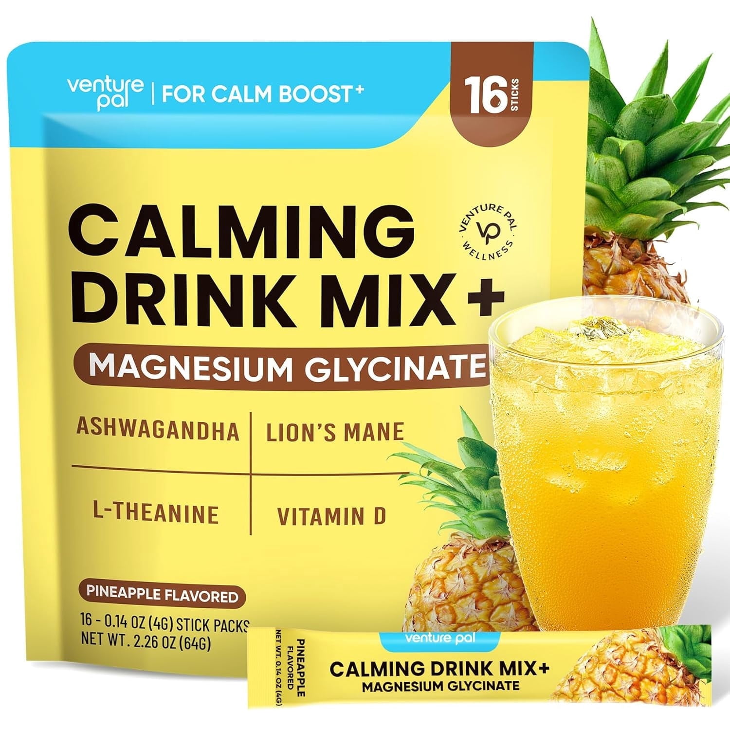 Venture Pal Calming Powdered Drink Mix, Magnesium Glycinate ...