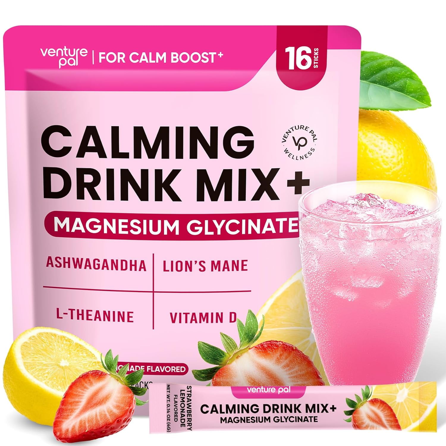Venture Pal Calming Powdered Drink Mix, Magnesium Glycinate ...