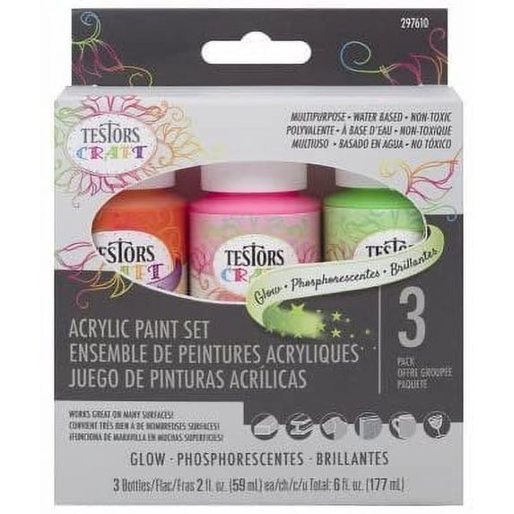 TESTOR CORPORATION Testor 297610 3PK 2OZ Glow Paint Set - Quantity 6 ...