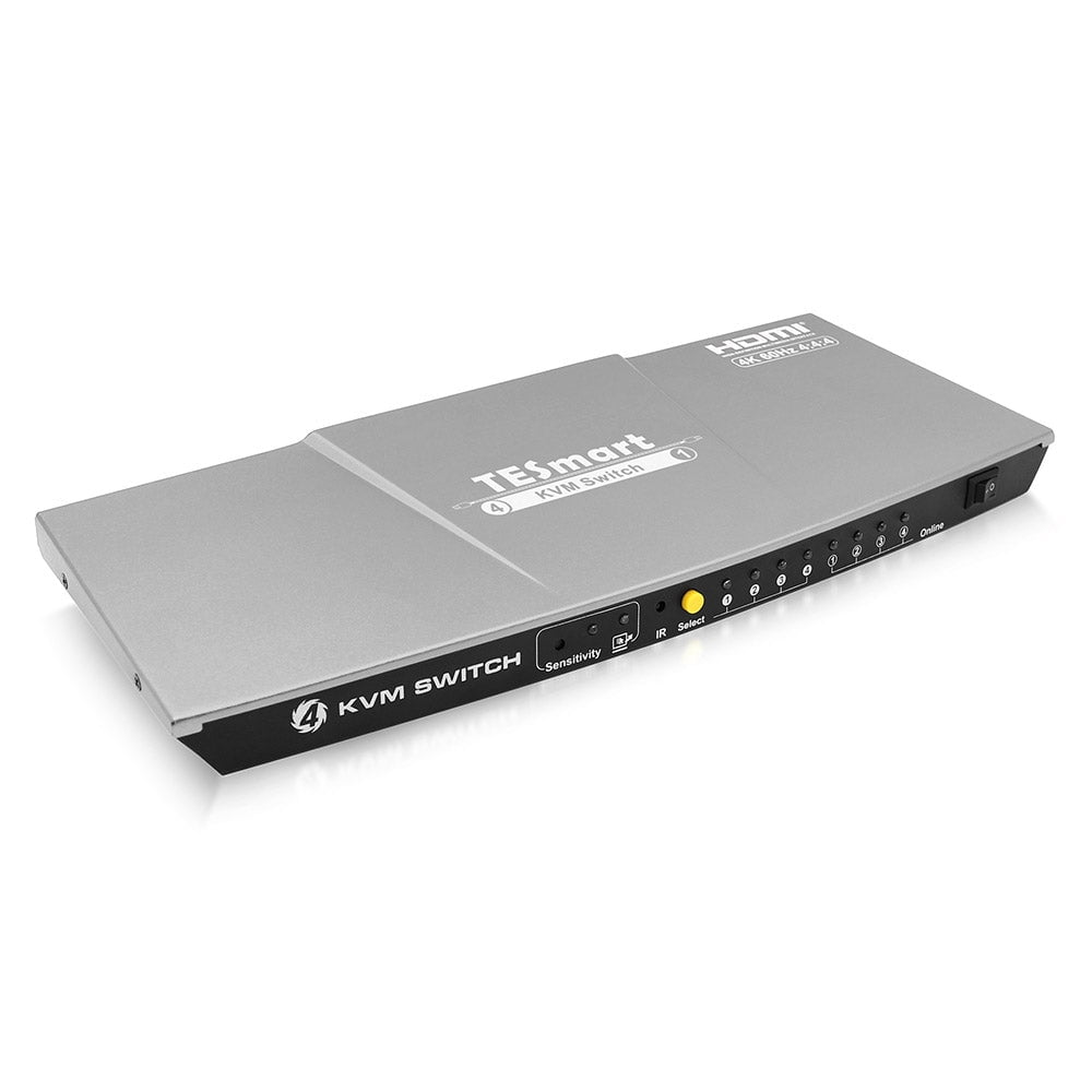 TESmart 4 Port KVM HDMI 2.0 Video Switch - 4K 60Hz UHD - Audio Output ...