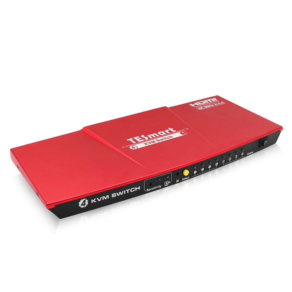 TESmart 4 Port KVM HDMI 2.0 Video Switch - 4K 60Hz UHD - Audio Output ...