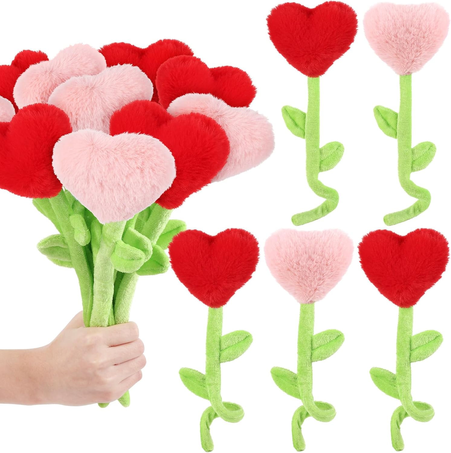 TETAIA 10 Pcs Plush Tulips Flower Stuffed Bendable Stems Plush Bouquet ...