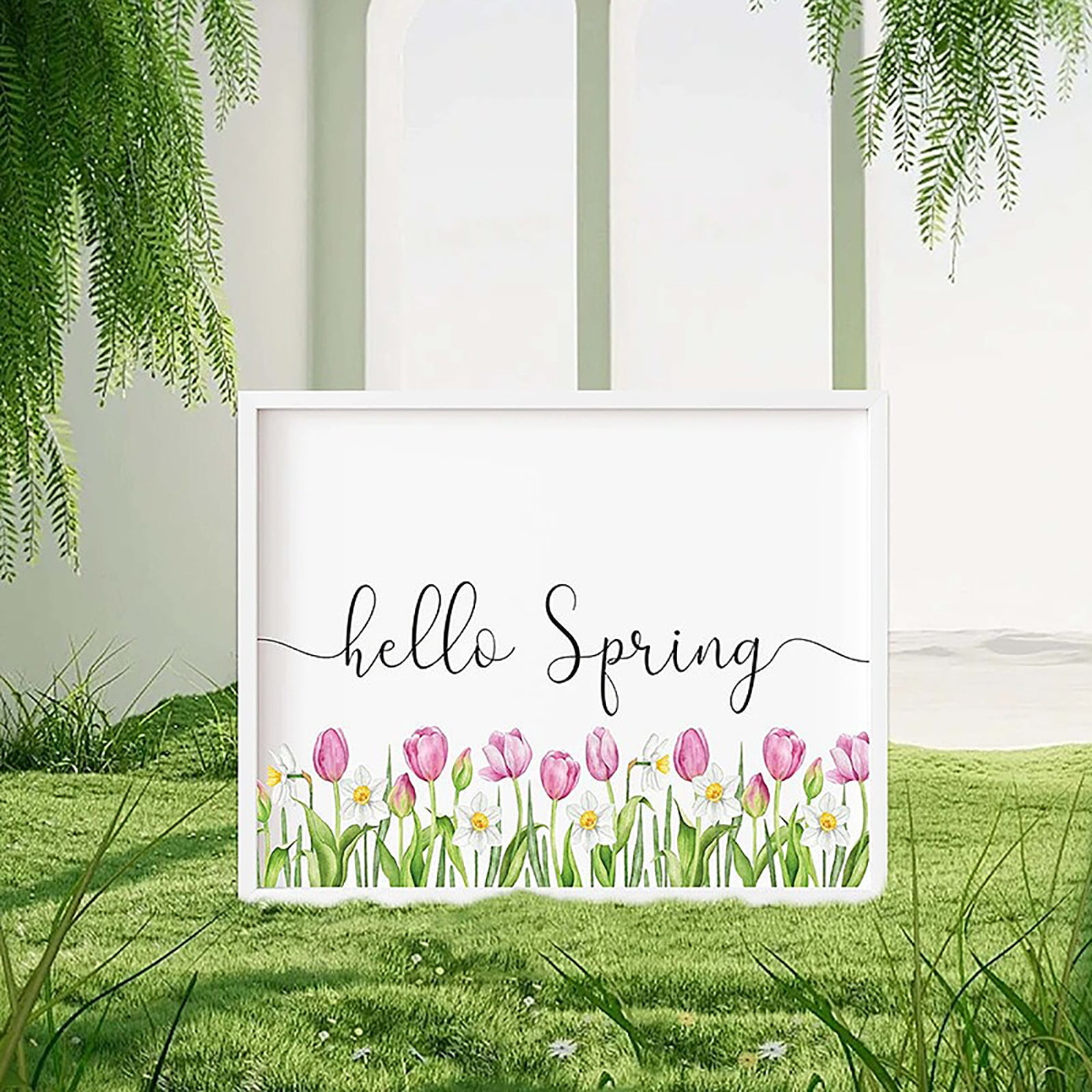 TETAIA 12 INCH Hello Spring Landscape Print Spring Wall Art Spring ...