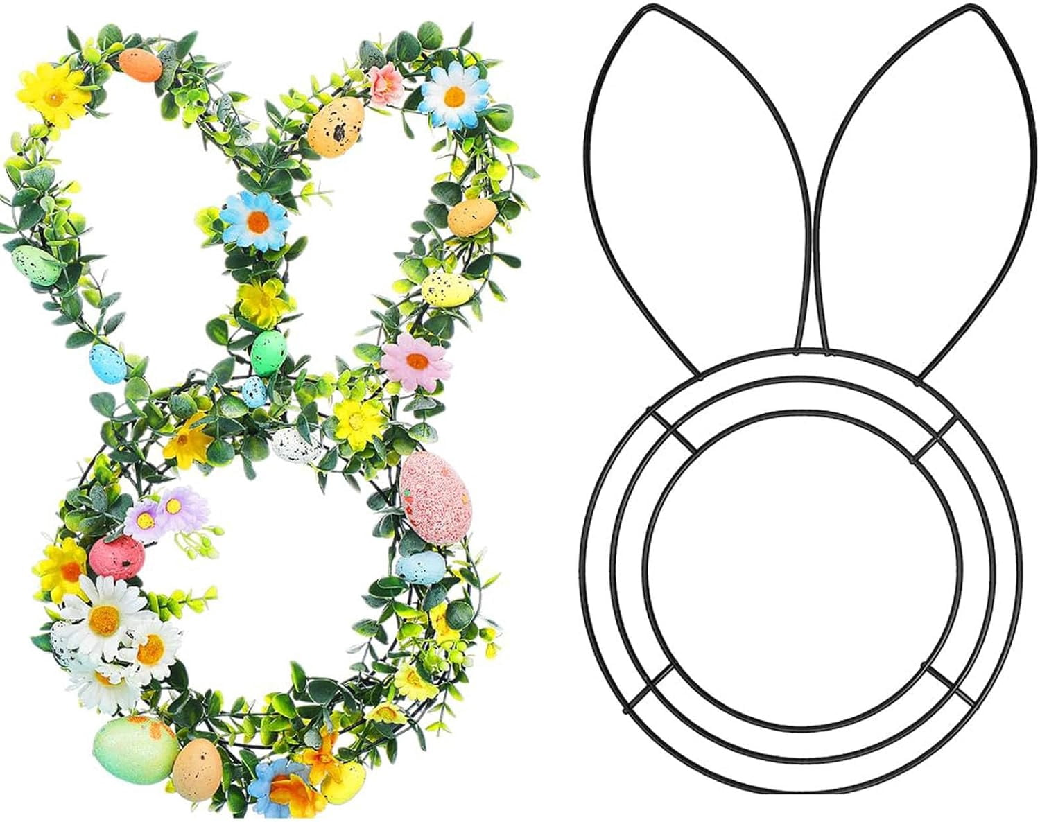 TETAIA 2 PCS Easter Rabbit Wreath Metal Frame Wire, Form Floral Garden ...
