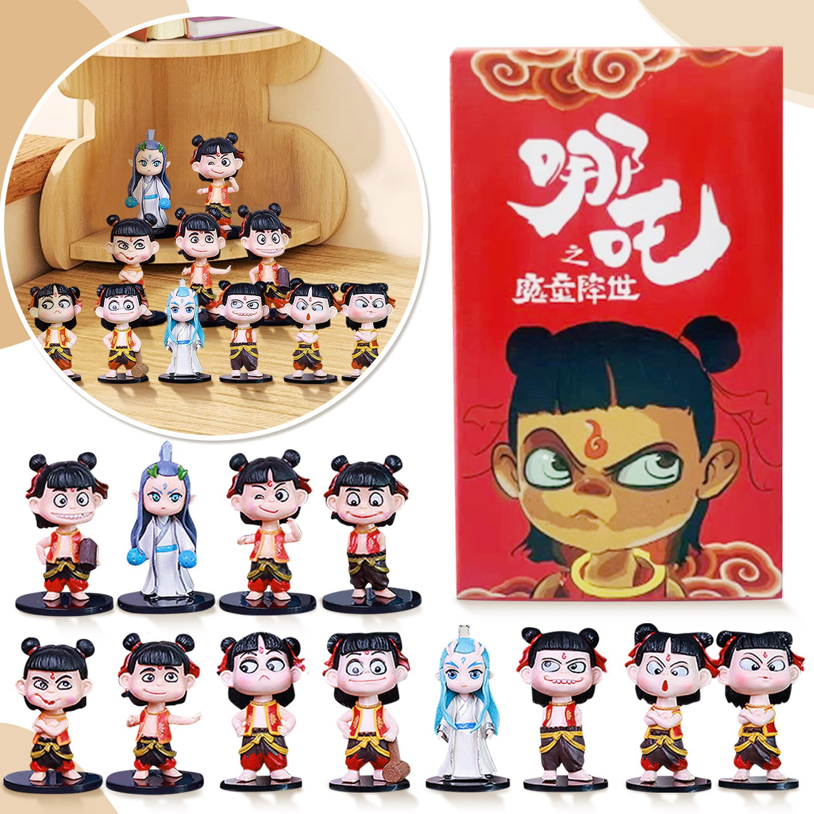 TETAIA 4 INCH Interesting Nezha Action Figure The Demony Boy Conquers ...