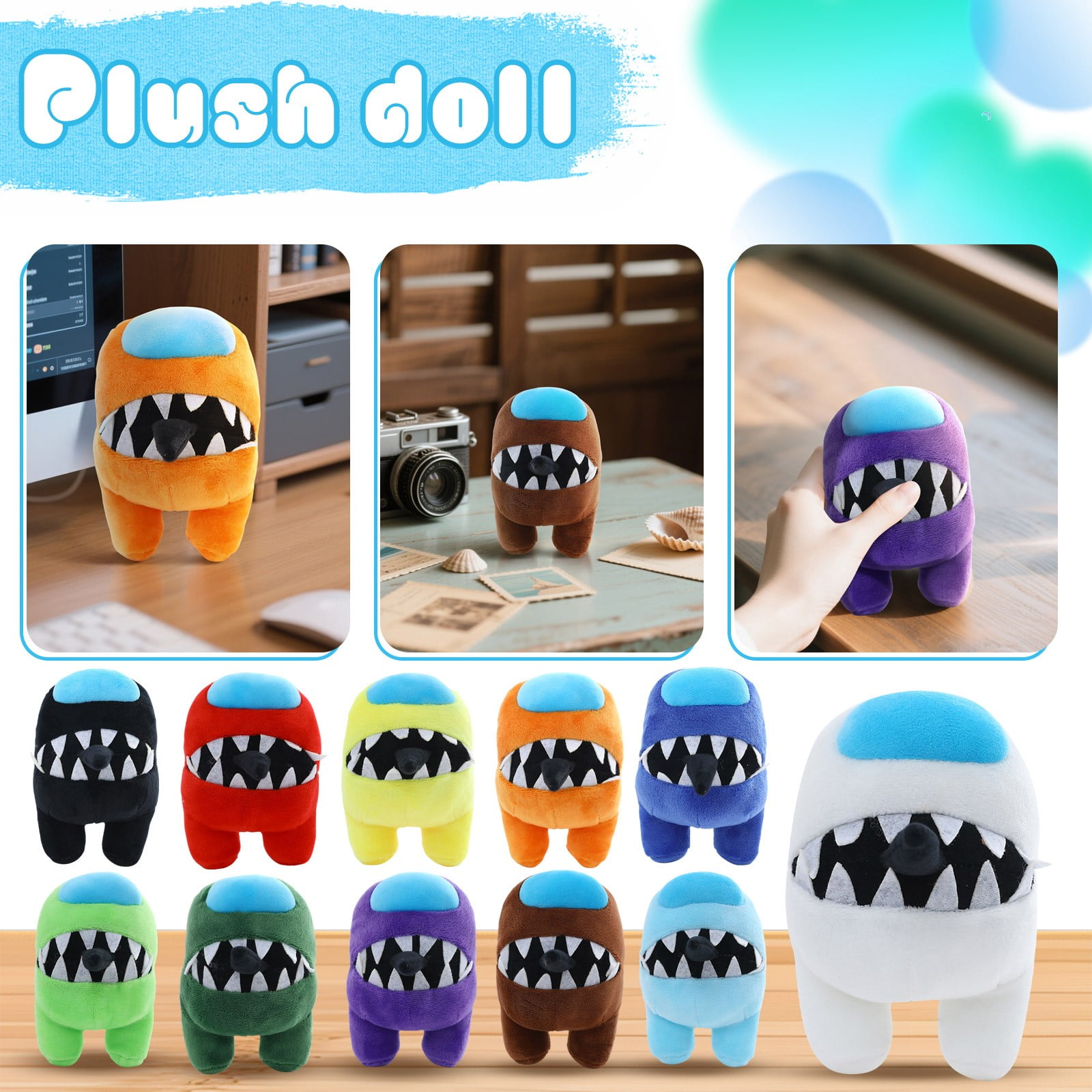 TETAIA 5 INCH Among Us Plush Toys With Sharp Teeth,Among Us Imposter ...