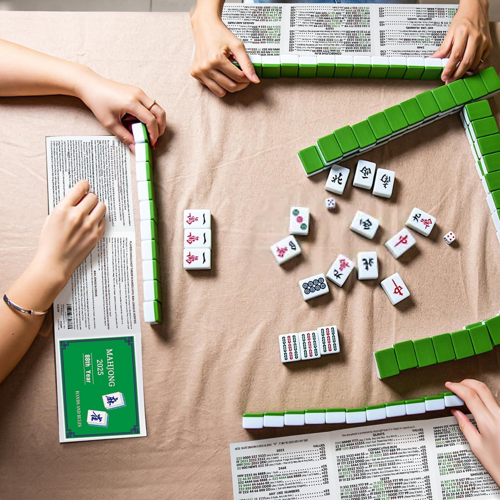 TETAIA 6 INCH Recreational Mah Jong Hands And Rules Cards, Mah Jong ...