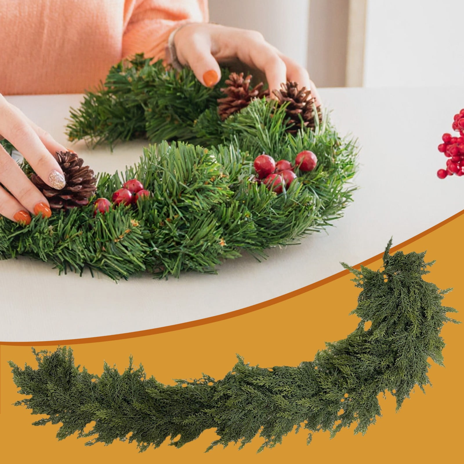TETAIA Christmas Cedar Pine Cypress Vines Faux Evergreen Cascade ...