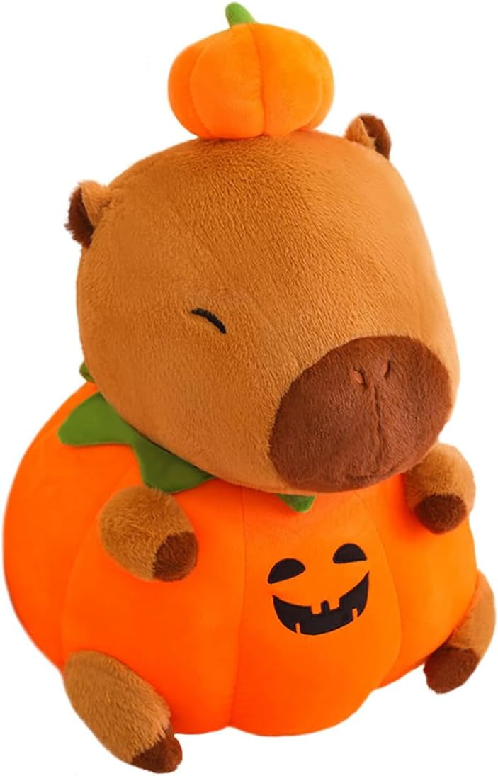 TETAIA Cute Pumpkin Capybara Plush Toy Kawaii Stuffed Capybara with ...