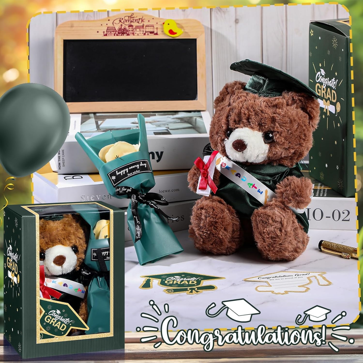 TETAIA Graduation Bear Gifts Set Include Stuffed Animal Bear with Gown ...