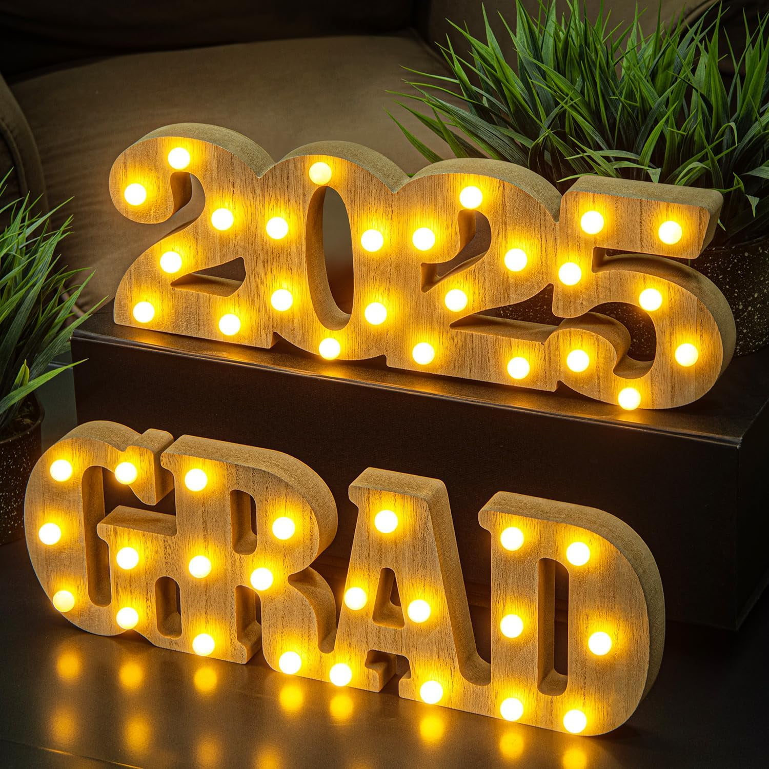 TETAIA Graduation Decorations 2025-2 LED Long Marquee Light Up Letters 'Grad 2025' - Class of ...