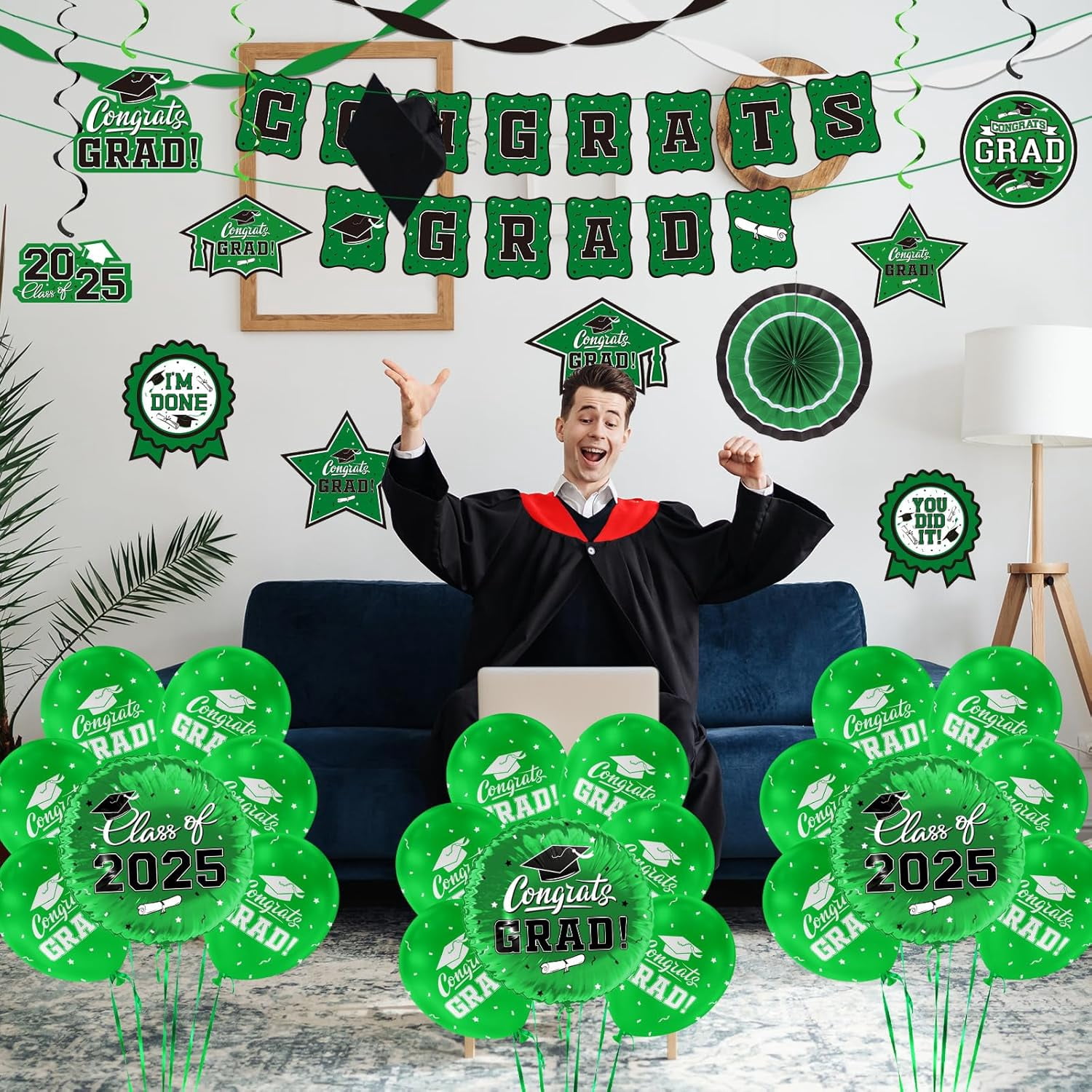 TETAIA Green Themed 2025 Graduation Decorations Set - Congrats Grad ...