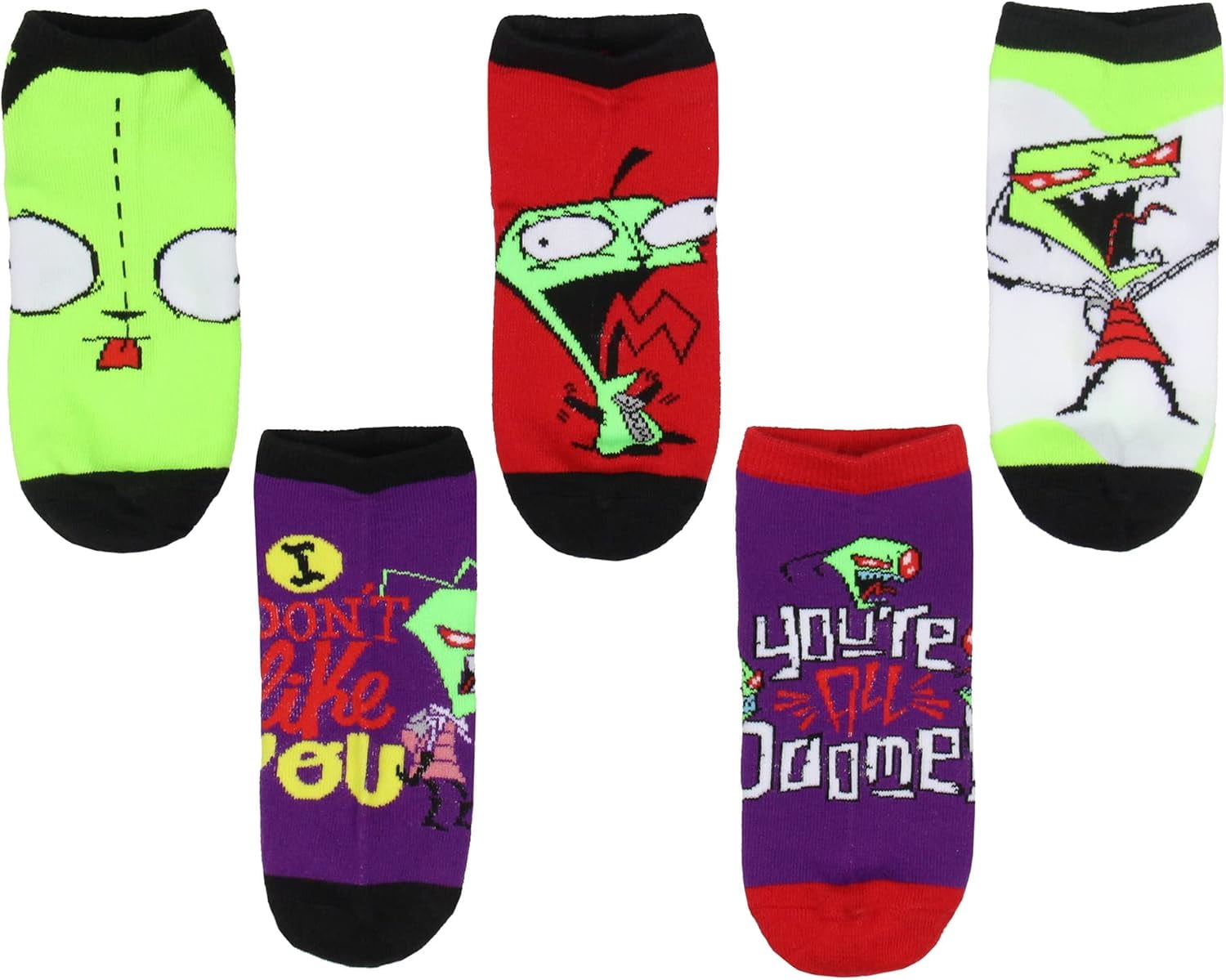 TETAIA Invader Zim Adult 5 Pairs Socks Gir Character Face And Sayings ...