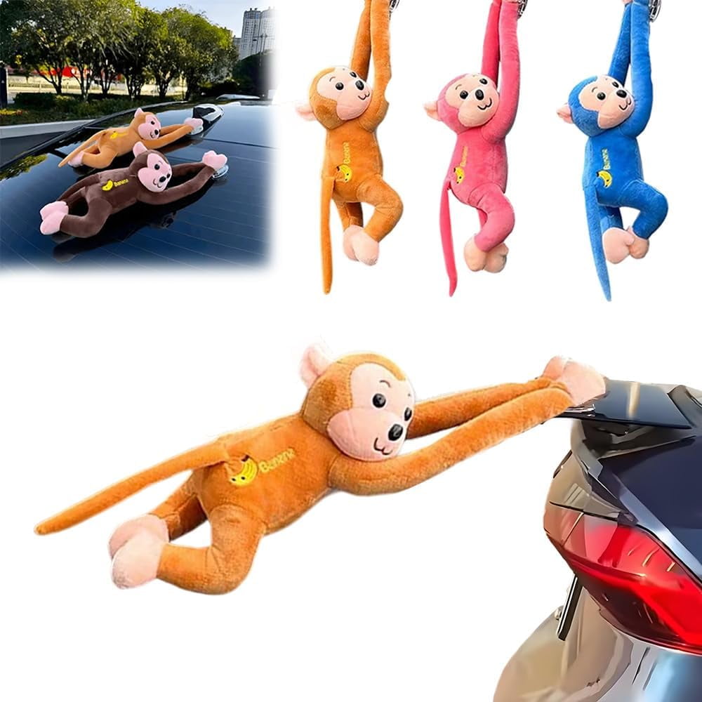 TETAIA Monkey Squad, Tail-Wind Monkey for Cars, Adorable Hanging Wind-Braving Monkey Plush ...