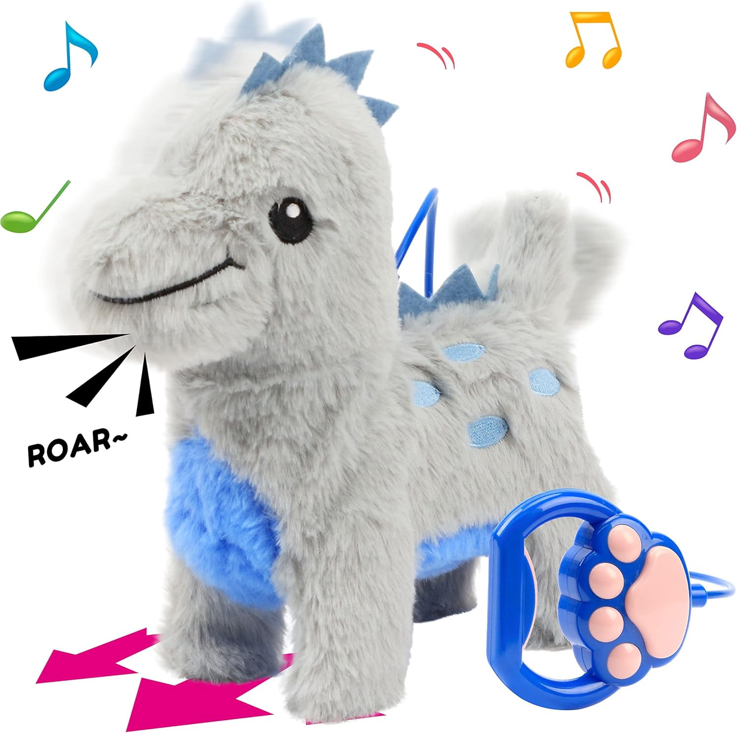 TETAIA Walking Dinosaur Interactive Electronic Pet Singing Toy Remote Control Leash Animated ...