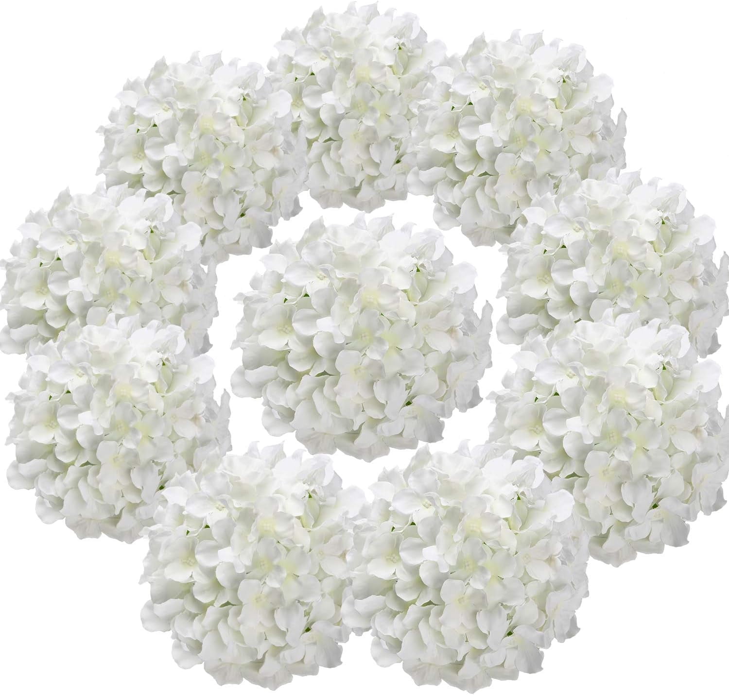 Tetou, Silk Hydrangea Heads, 6.7x3.9in, White 10pcs - Walmart.com