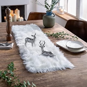 Table Runner, Faux Fur Dresser Table Decor Runner for Home Christmas ...