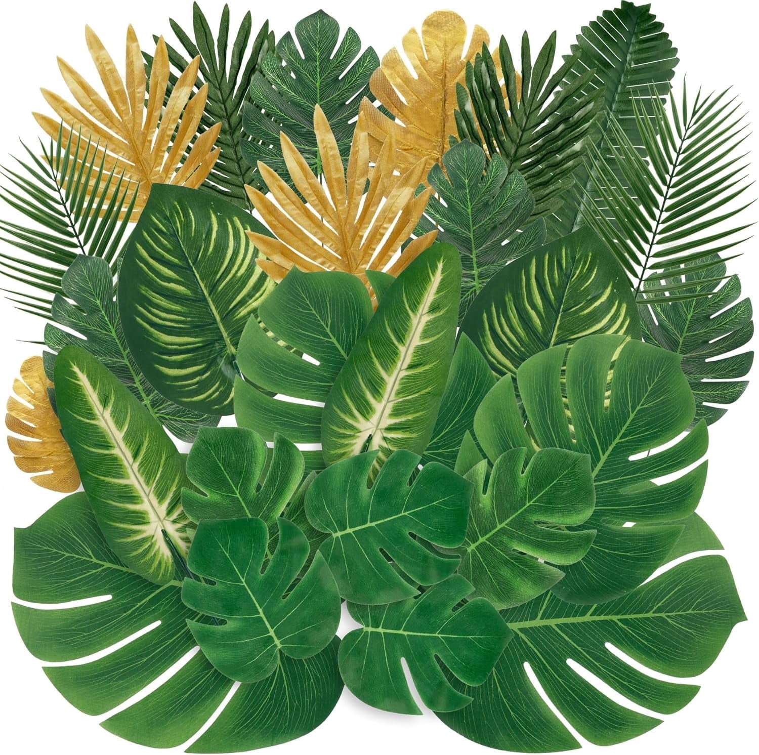 TETOU 110 Pieces 11 Kinds Artificial Tropical Palm Leaves Tropical ...