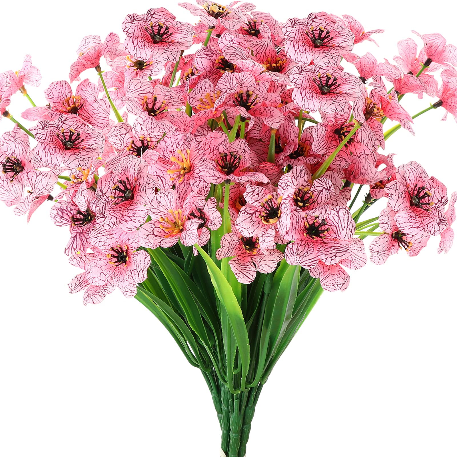 TETOU 12 Bundles Violets Artificial Flowers Outdoor UV Resistant Fake ...