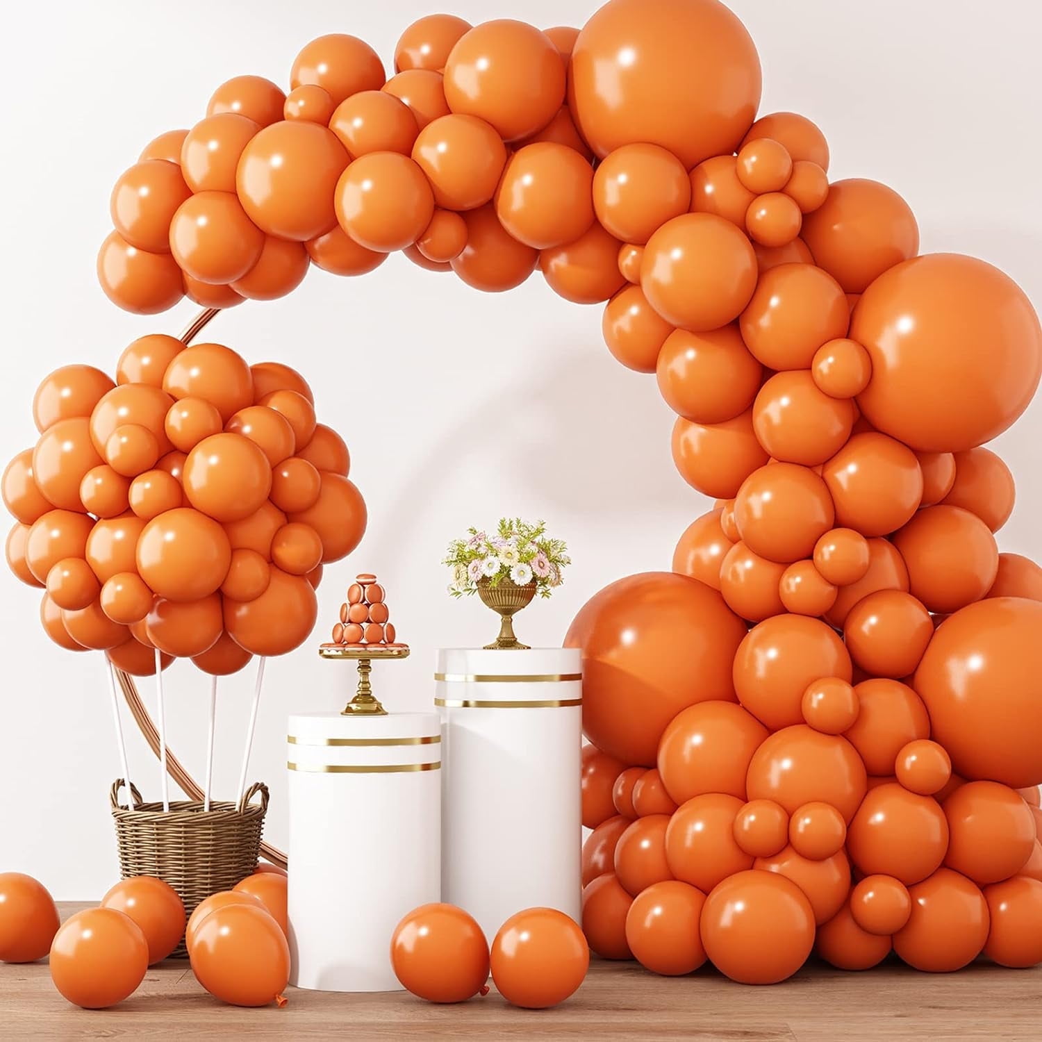 TETOU 129Pcs Orange Ballons, Latex Party Balloons, Different Sizes 18 ...