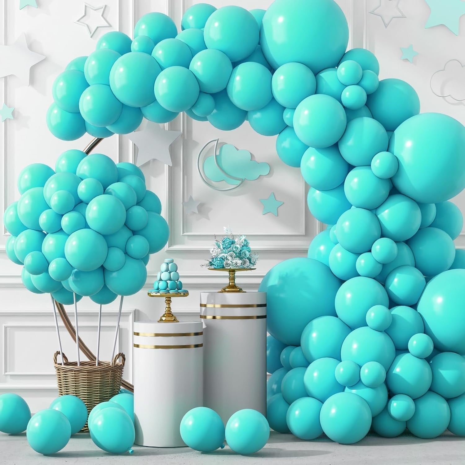 TETOU 129Pcs Teal Blue Ballons, Latex Party Balloons, Different Sizes ...