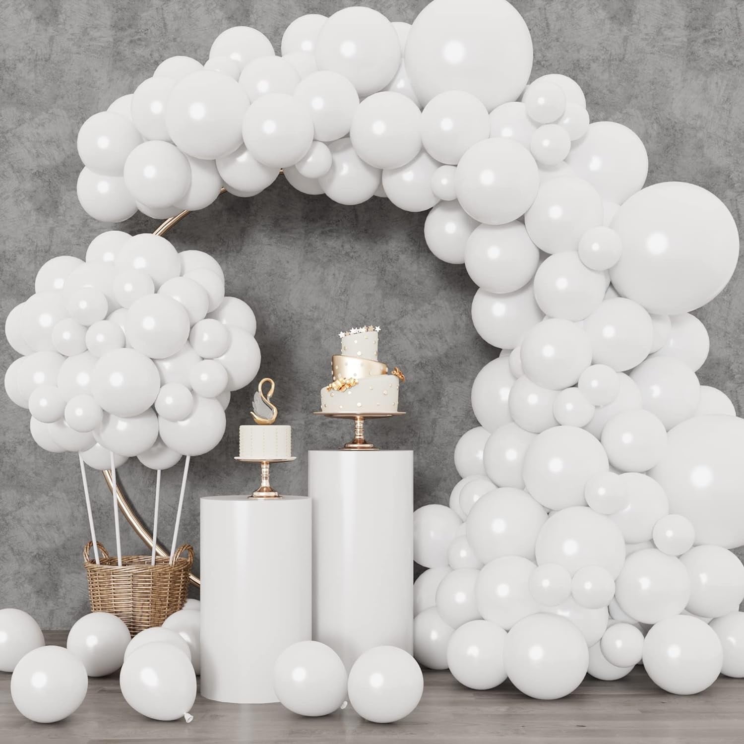 TETOU 129Pcs White Ballons, Latex Party Balloons, Different Sizes 18/12 ...