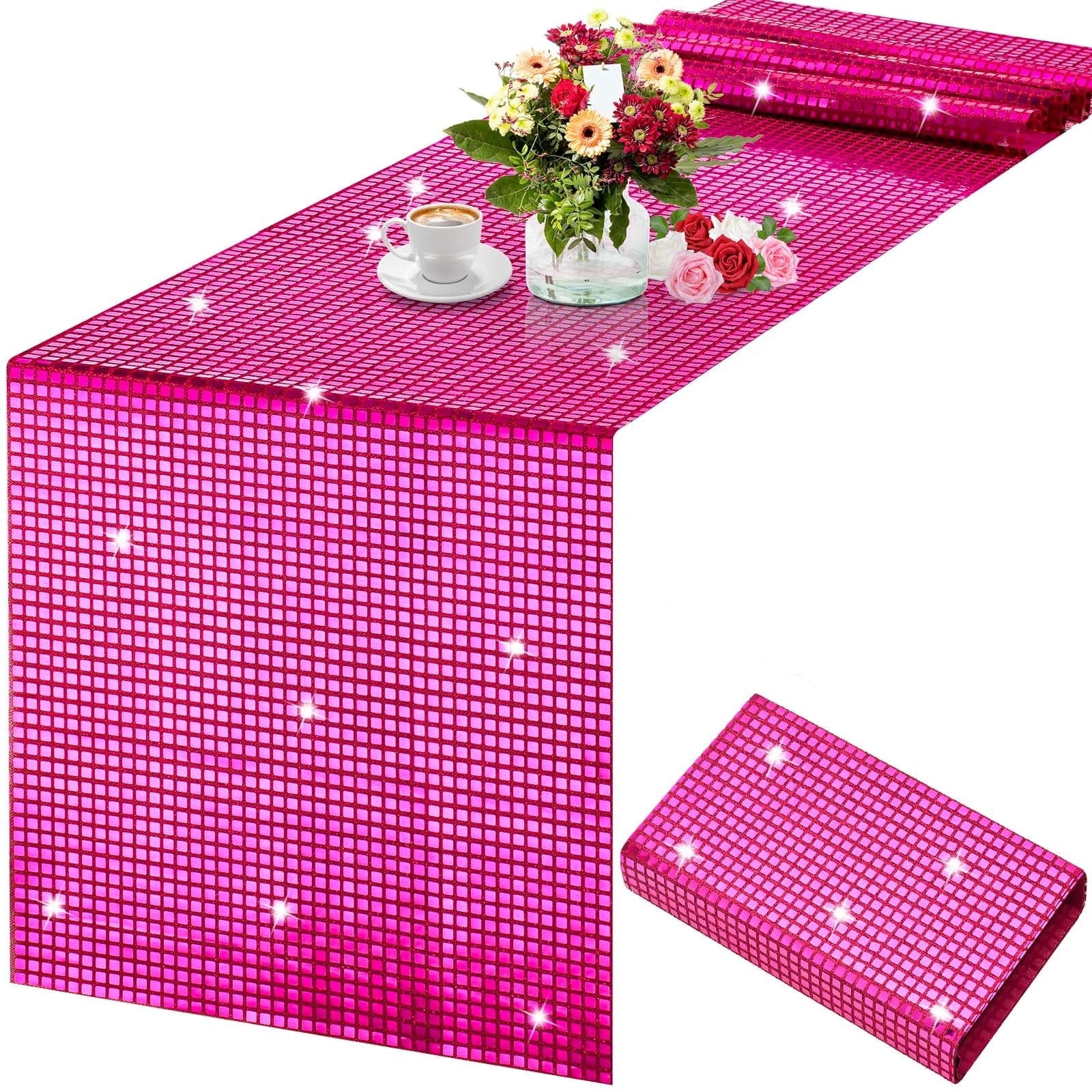 TETOU 13*108" Glitter Disco Party Table Runner, Mirror Table Runner ...