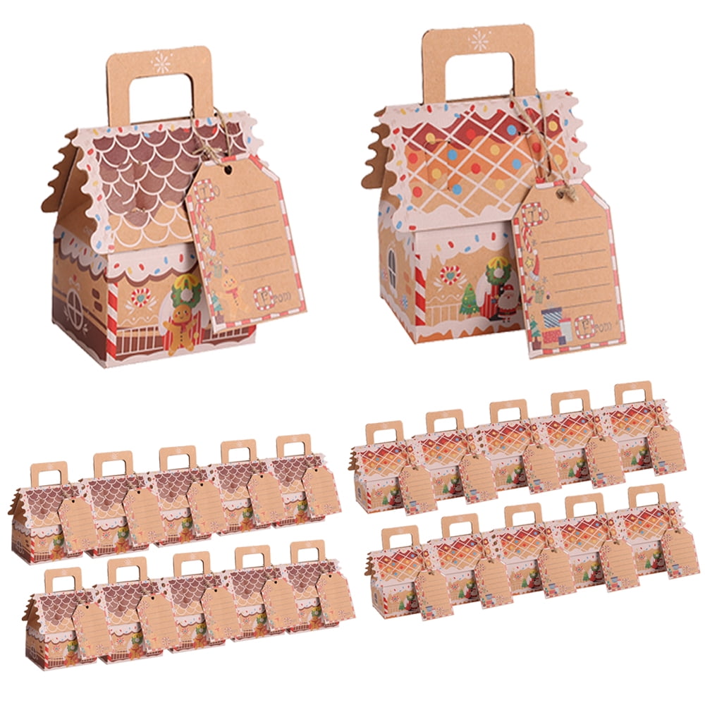 TETOU 20pcs Christmas Candy Gift Box 3D Gingerbread House Cardboard ...