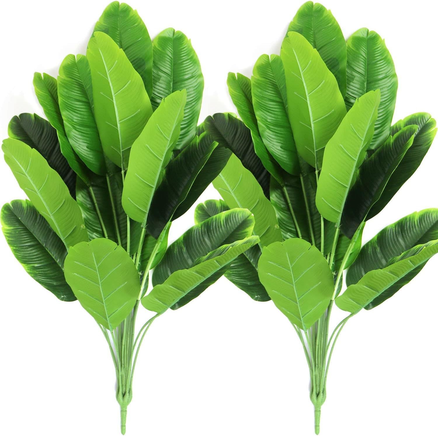 TETOU 2Pcs Artificial Banana Leaves Plants, 32" Tall Fake Banana Tree ...