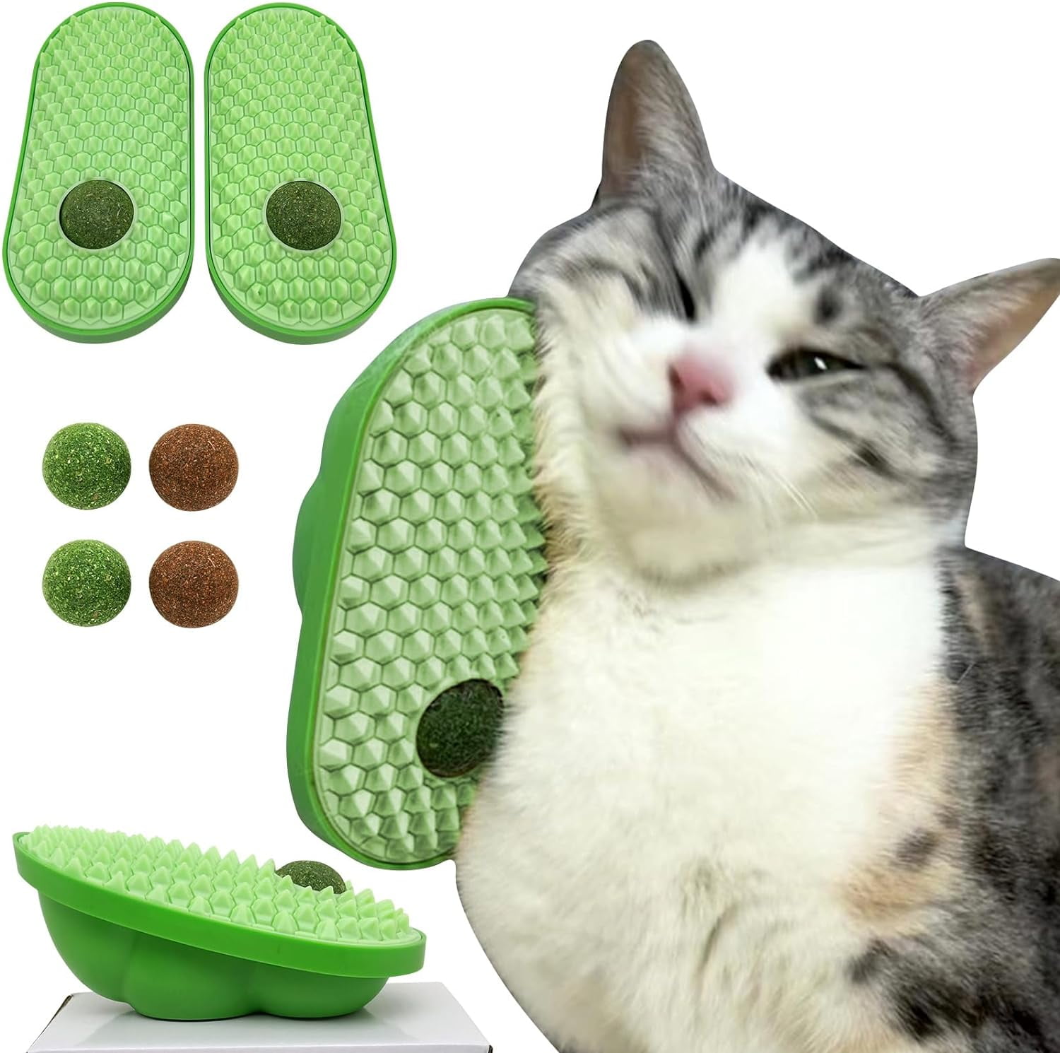 TETOU 2Pcs Catnip Toys Balls That Stick on Wall, Rotatable Cat Toy Ball ...