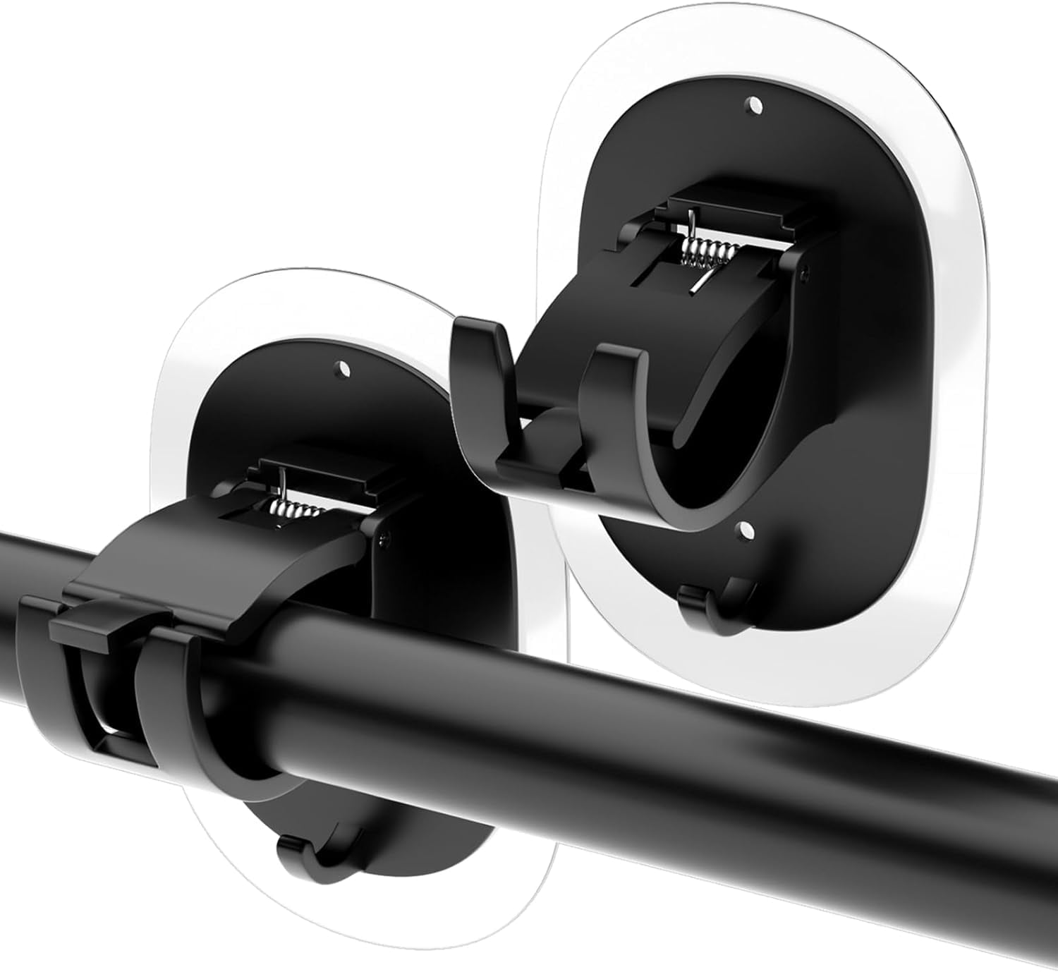 TETOU 2Pcs No Drill Curtain Rod Brackets, Self Adhesive Curtain Rod ...